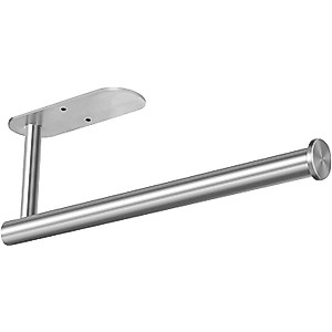 Paper Towel Holder, Drilling Under Cabinet Kitchen, 13.2 inch Stainless Steel Paper Towel Roll Rack, Towel Roll Hanger for Bathroom (Silver)