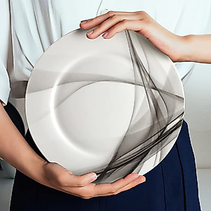 IQCWOOD Ceramic Dinner Plates Set of 6, 10.5 inch Dish Set Microwave, Oven and Dishwasher Safe, Scratch Resistant, Kitchen Porcelain Serving Dishes, White Dinner Plates Restaurant Dishes