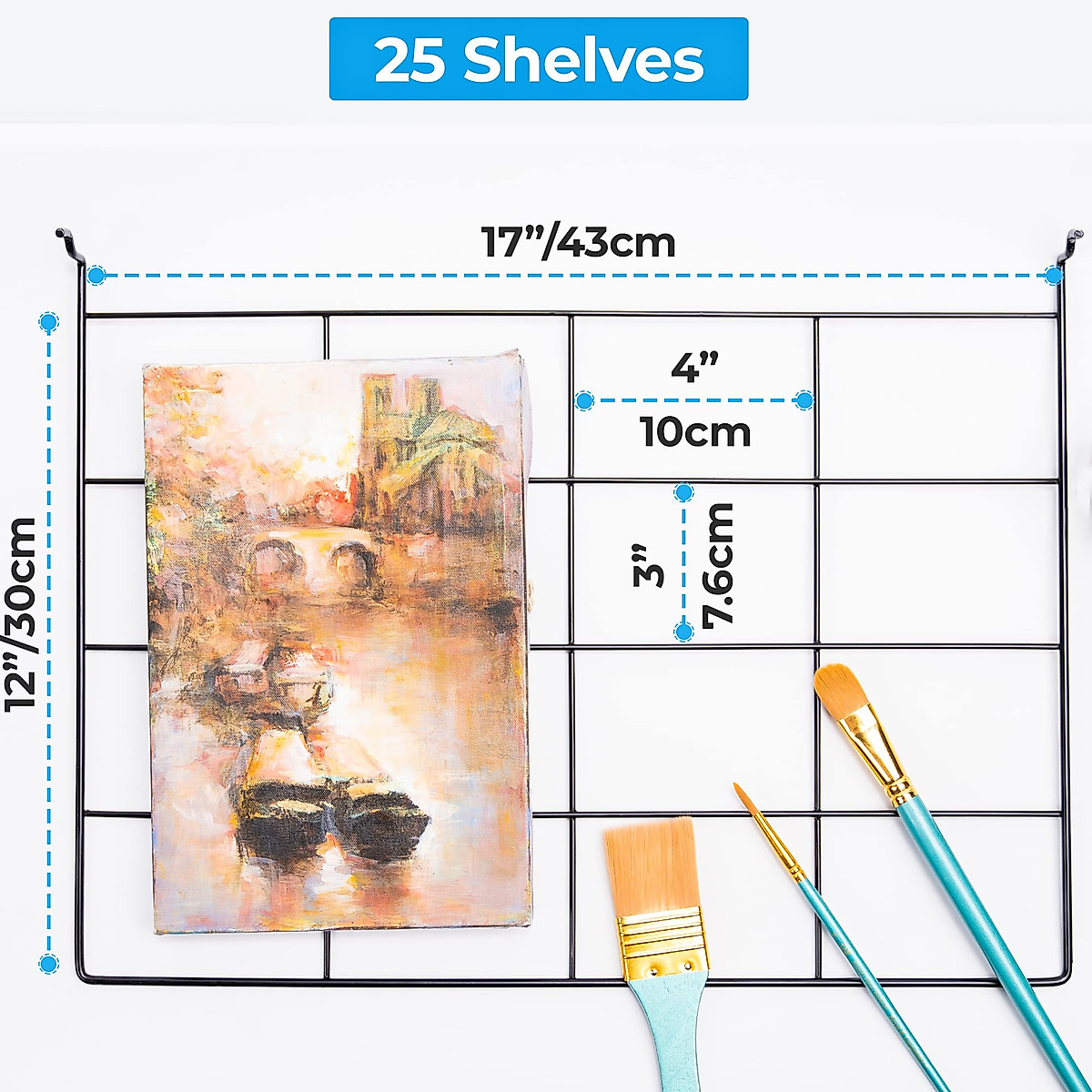 Joymaney Art Drying Rack for Classrooms and Art Studios, Original Unique System of 25 Shelves That Have 90 Degree Lift and are Removeable, Mobile and Sturdy, Ideal for Schools,Art, Preschool