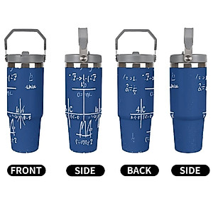 WITHSBKK 30oz Car Cup Math Formula Printed with Portable, Stainless Steel Travel Mug, Vacuum Insulated Tumbler And Straw, Leakproof for Car & Outdoor, UV Printed Design