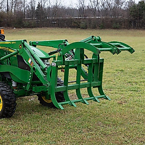 Titan Attachments 48â€ Light-Duty Single Cylinder Root Grapple Rake fits John Deere Tractors, Economy Series