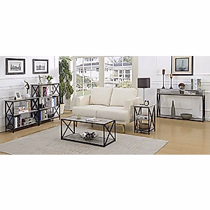 Convenience Concepts Tucson End Table with Shelves, 3-Tier, Faux Birch/Black