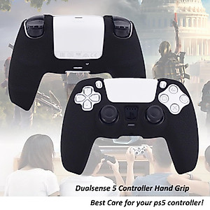 PS5 Controller Grips,Pandaren PS5 Controller Skin Texture Pattern Cover for Sony PlayStation 5 Sweat-Proof Anti-Slip Silicone Cover Hand Grip x 4 with 8pcs FPS Pro Thumb Stick Cap Protector(Camou)