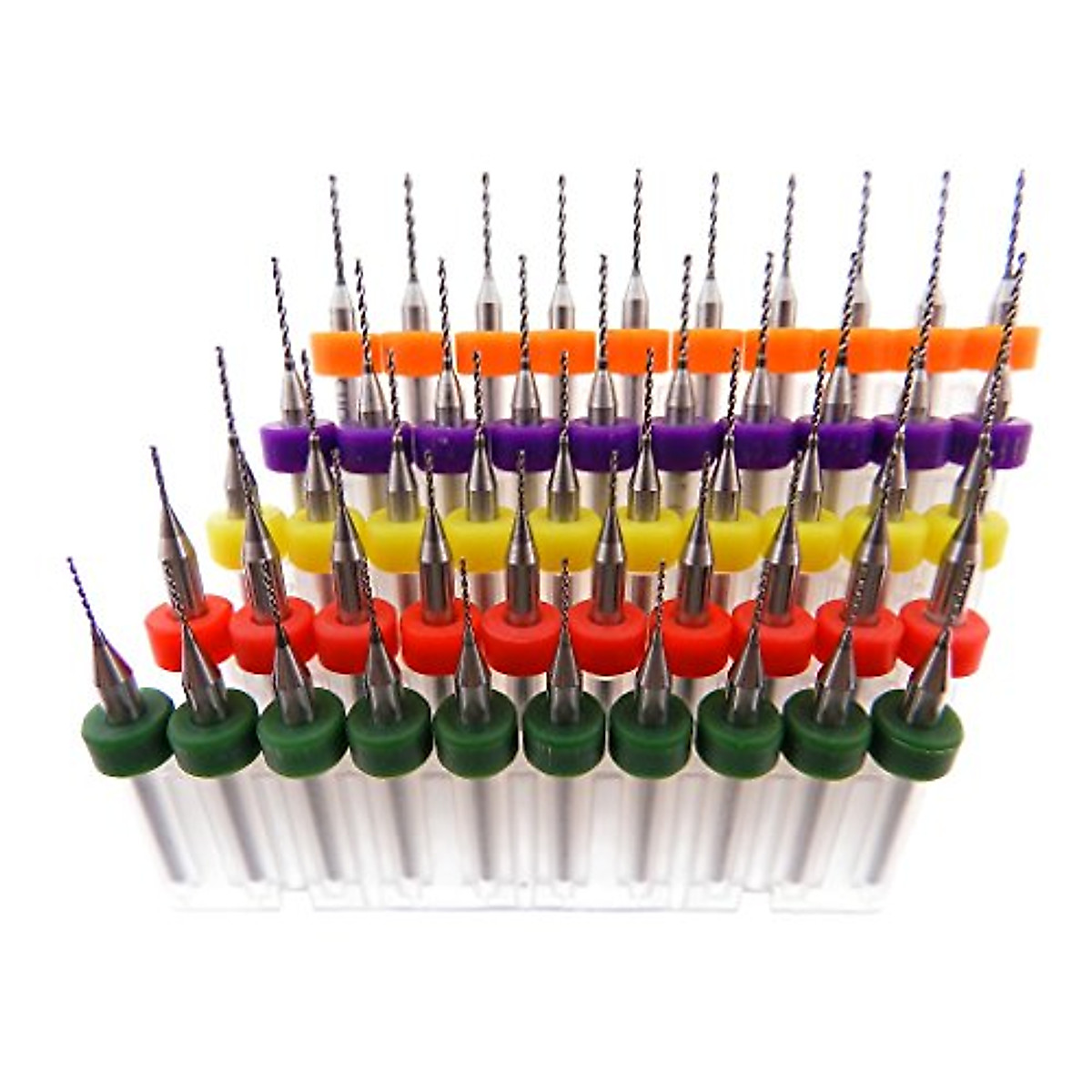 Daewon Model 50P621 0.6mm 0.7mm 0.8mm 0.9mm 1.0mm 1/8" Shank Tungsten Carbide Micro Drill Bits for Watch Making Modeling CNC PCB FR4 Circuit Board Production Woodworking Pre-Drilling 10 each 50 pack