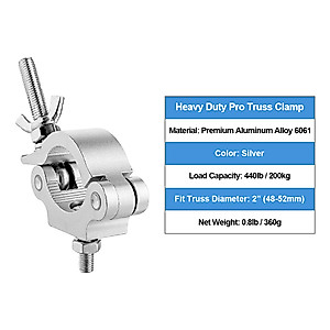 2 Inch Truss Clamp Stage Lights Clamp, 4PCS Eyeshot Heavy Duty 440lb Premium Stage Lighting Clamp, Perfectly Fit OD 48-52mm of Tube/Pipe, Pro Truss O Clamp for Moving Head Par Led lighting Fixtures