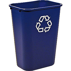 Rubbermaid Commercial Rubbermaid 295773BE Large Deskside Recycle Container w/Symbol, Rectangular, Plastic, 41.25qt, Blue