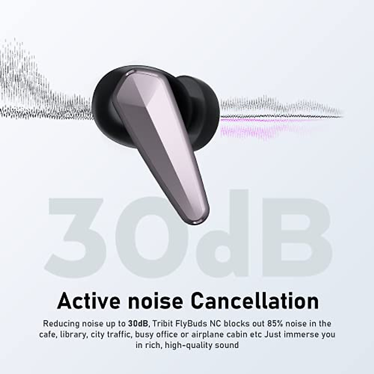 Active Noise Cancelling Wireless Earbuds, ANC Bluetooth 5.0 Headphones with Charging Case, Touch Control, Built-in 4 Mic Earphones, Deep Bass, 30H Playtime, Waterproof Headset for Android iOS
