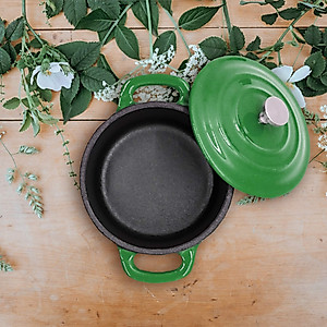 RJ Legend Mini Dutch Oven Pot Set of 3 - Enamel Surface, Non-Stick Cast Iron Cookware - Ideal Gift for Your Friends & Family - Blue, Green, White