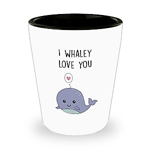 Whale Pun Shot Glasses - I Whaley Love You - Novelty Birthday Christmas Anniversary Gag Gifts Idea