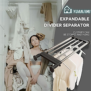 Yuanjimi 33 to 46 Inches, Closet Shelves,Wall Mounted Tension Shelf,Expandable Easy to Install for Pantry, Closet, Laundry, Utility Storage, Stainless Steel, Silver + Black