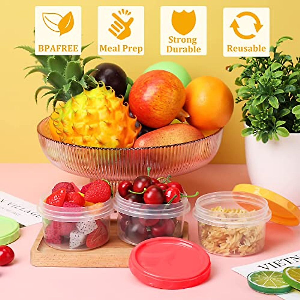 36 Pack Freezer Storage Containers with Lids, Reusable Twist Top Containers for Soup, Round Wide Mouth Lunch Jars, Freezer Deli Containers (8 oz)