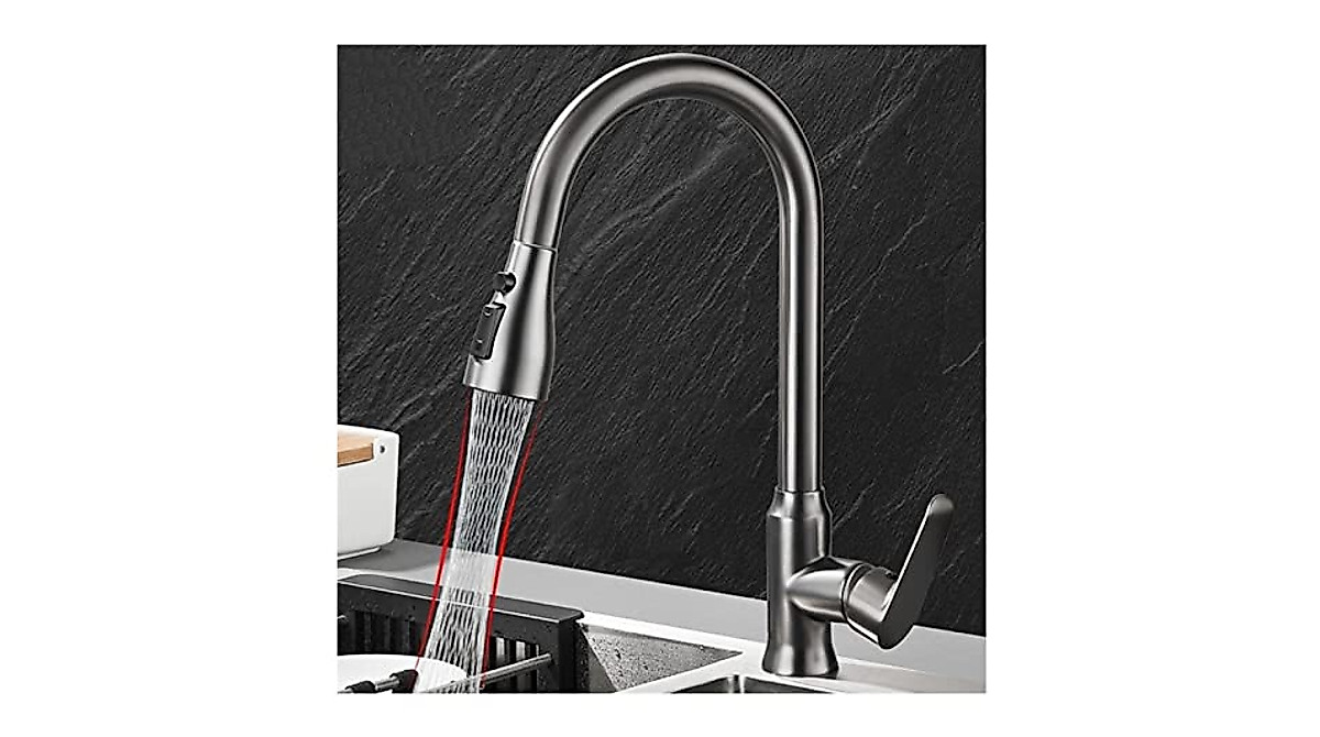 VALOYI Brushed Nickel Kitchen Faucet - Modern Matte Black