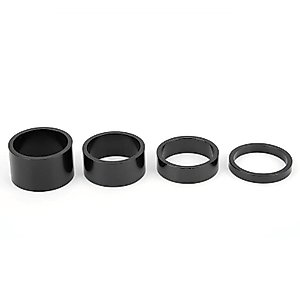 VBESTLIFE 4Pcs/Set Headset Spacers Aluminum Alloy Front Fork Washer 5 10 15 20mm Headset Stem Washer Gasket Replacement for Mountain Road Bike(Black) and Spare Parts