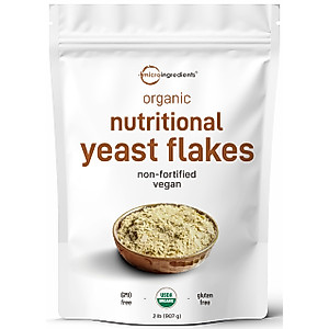 Organic Non-Fortified Nutritional Yeast Flakes, 2 Pounds | Rich in Vegan Protein, B Vitamins & Beta-glucans | Keto Friendly, Dairy Free Cheese Substitute, Non-GMO, Gluten Free