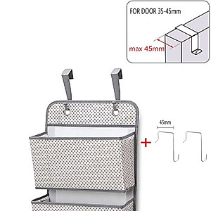 Dreamsy Hanging Closet Organizer, 4-Pockets Wall Mount/Over Door Storage for Toys, Purses, Keys, Sunglasses - Grey