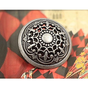 Bezelry 8 Pieces Medieval Filigree Openwork Domed Metal Shank Buttons. 25mm (1 inch) (Antique Silver)