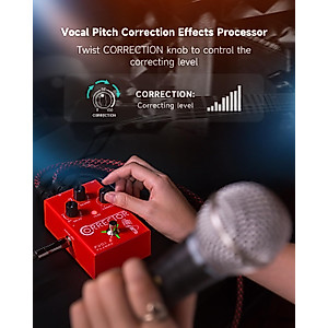 FLAMMA FV01 Vocal Effects Processor Pitch Correction Voice Pedal Vocal Stompbox Microphone Amplifier for Singer Live Singing Streaming Recording with Delay Reverb Acoustic Guitar Playing