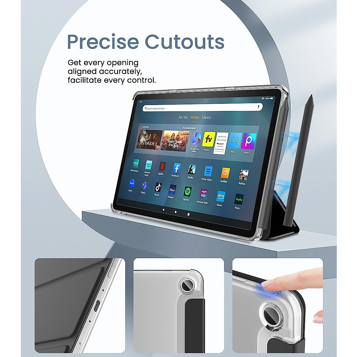 MoKo Case Fits Amazon Kindle Fire Max 11 Tablet (13th Generation, 2023 Release) 11" - Slim PU Leather Trifold Stand Cover for Fire 11 Tablet Frosted Hard Back Shell with Auto Wake/Sleep, Black