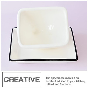 Hemoton Butter Holder Butter Box Clamshell Dish Household Ceramics Cheese Dish