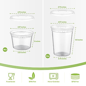 AOZITA 20 Sets Plastic Deli Food Containers With Lids 16oz, 32oz Variety Pack, Airtight Food Storage Containers, Freezer/Dishwasher/Microwave Safe, Soup Containers For Takeout Meal Prep Storage