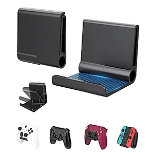 4 Pack Foldable Controller Wall Mount Holder for Xbox PS5 PS4 PS3 Switch Pro Strong Adhesive/Screw Upgraded Controller Stand Hanger with Anti-slip Pad Universal Gaming Remote & Headphone Accessories