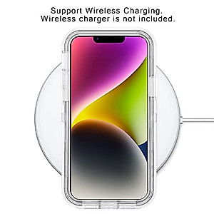 WOLLONY for iPhone 14 Plus Clear Case 3 in 1 Hybrid Heavy Duty Protection Shockproof Hard Bumper Anti-Drop Full Body Protective CoverTransparent Rubber Anti-Scratch Case for iPhone 14 Plus 6.7 inch