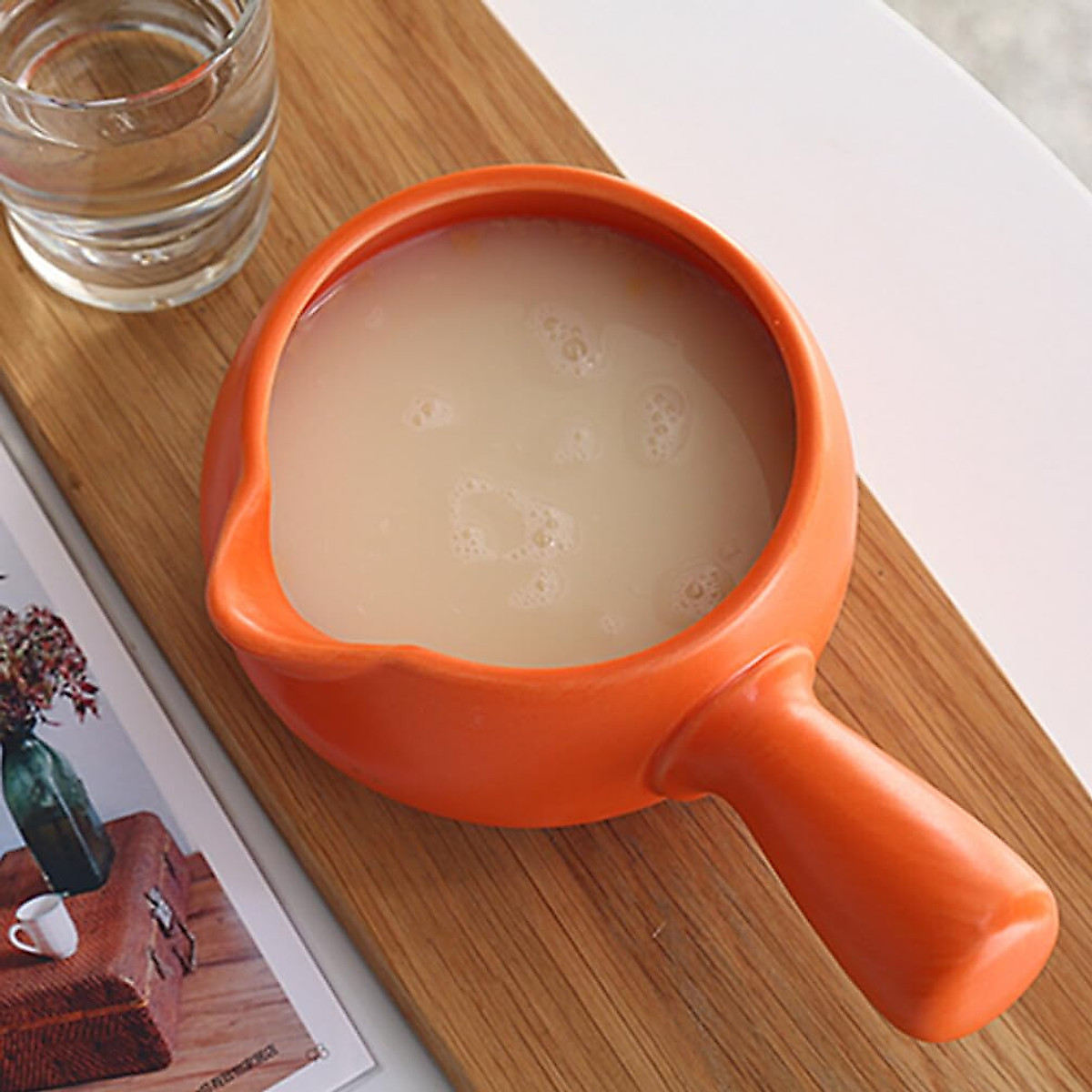 Luxshiny 700ml Delicate Soup Pan Noodle Pot Exquisite Ceramics Soup Pot Cooking Heating Milk Dishwasher Safe