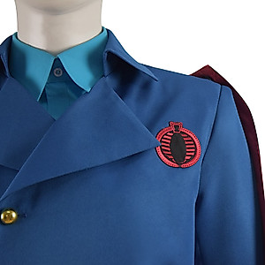 Cobra Commander Costume Adult Blue Uniform Jacket Pants Cloak with Belt for Halloween Cosplay (Large, Full Set)