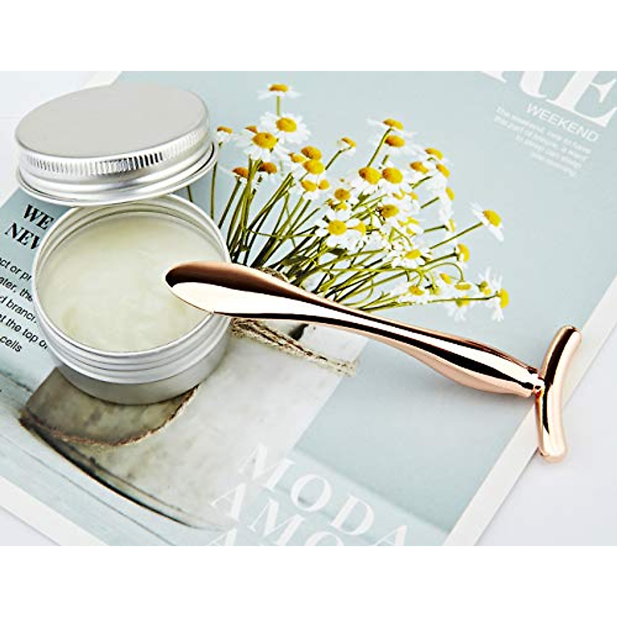 Lisapack 2PCS Metal Eye Cream Applicator Wand Stick, Massager Tool for Facial Massage, Reduce Puffiness (Rose Gold)