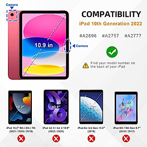 ZXA Keyboard Case for iPad 10th Generation 10.9", 2022/2023, for iPad Case 10th Gen Keyboard, Detachable Keyboard Case - Pencil Holder - for iPad Case Keyboard 10th Gen, Marble Pink