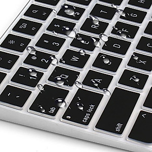 ProElife Ultra Thin Silicone Keyboard Cover Skin for 2023-2021 Magic Keyboard with Touch ID and Numeric Keypad Model-A2520 U.S Enter Protector (3 Keys ON The Left of The Space BAR) (Black)