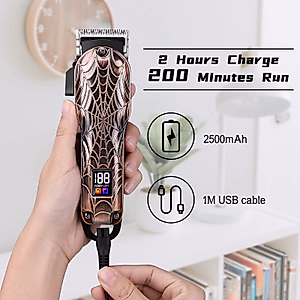 Hair Clippers Cordless Hair Trimmer for Men Barber Clippers with T-Blade Beard Trimmer 6 Guide Combs Fast-Charge, Haircut Machine for Barbers Family