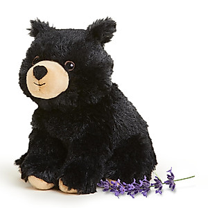 warmies Junior Microwavable & Weighted Stuffed Animals, Black Bear - Heated Stuffed Animal Plushie for Warmth & Comfort - Cute Soft Plush Toys for Adults & Children (Boys, Girls, Babies & Toddlers)