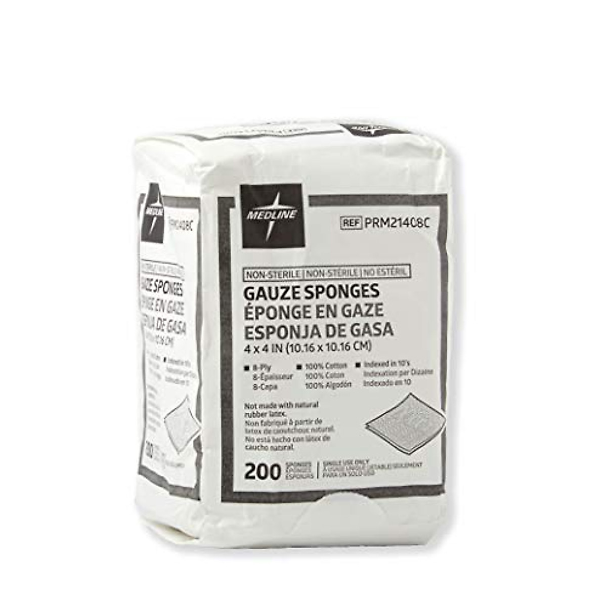 Medline 4 x 4 inch Gauze Sponges, 100% Cotton, 8-Ply Woven Non-Sterile Gauze (Pack of 200)
