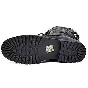 DREAM PAIRS Women's Winter Terran Snow Black Faux Fur Lined Mid Calf Riding Combat Boots Size 8 M US