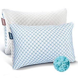 Nestl Cooling Pillow, Shredded Memory Foam Pillows King Size Set of 2, Gel Infused Cool Pillow, Adjustable King Size Pillow for Sleeping, Breathable King Pillow, Washable Removable Bed Pillow Cover