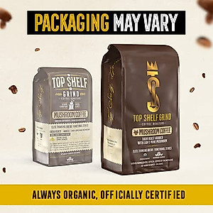 Mushroom Coffee – Ground Dark Roast Organic Lions Mane Coffee for Super Human Focus, Memory & Concentration – High Caffeine Arabica Brain Booster – Strong Nootropic Energy for Peak Performance