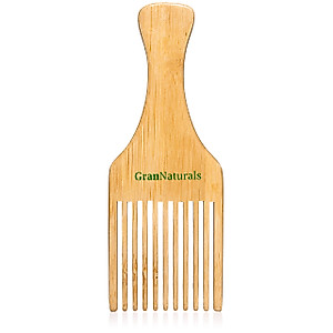 GranNaturals Wooden Comb & Hair Pick - Natural Wood Volumizing & Styling Tool for Thick, Coarse, Curly Hair - Non-Static Comb for Afro & Beard - Long Tooth Detangling Accessories for Men & Women