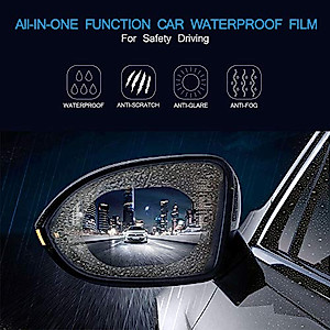 AutoEC 10PCS Car Rearview Mirror Film Waterproof Rainproof High-Definition Transparent Nano-Coated Membrane Protective Sticker, Rain Proof Film for Car Window, Rearview Film for Safe Driving