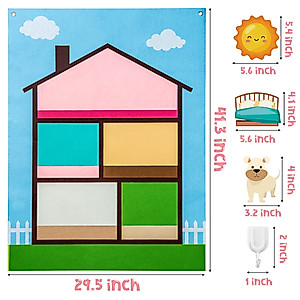WATINC 98Pcs Build My House Felt Story Board Set 3.5Ft Preschool Family Theme Early Learning Interactive Play Kit Wall Hanging Gift for Toddlers Kids