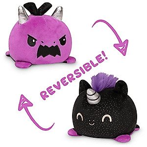 TeeTurtle - The Original Reversible Dragon + Unicorn Plushie - Purple + Black - Cute Sensory Fidget Stuffed Animals That Show Your Mood