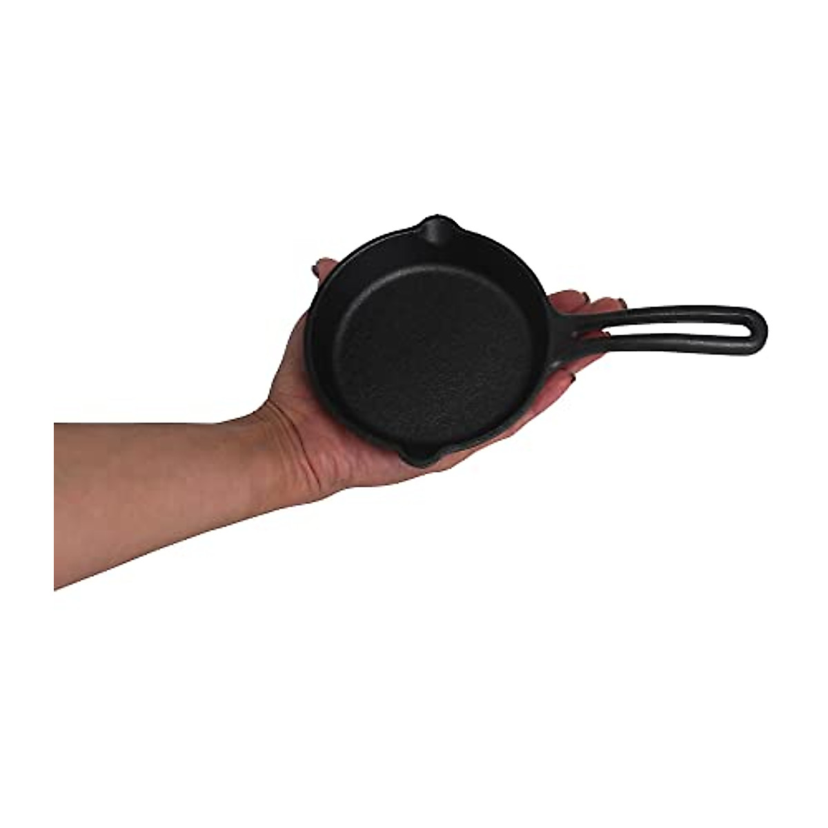 Mirro 4.5" Cast Iron Mini Skillet for Frying Pan with Drip-Spouts, Pre-seasoned Oven Safe Cookware for Camping, Indoor and Outdoor use, Black
