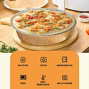 Fonteme Aluminum 7 Inch Round Foil Cake Pans with Plastic Lids – 50 Pack Pie Pans | BPA-Free, Freezer & Oven Safe,