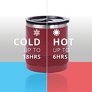 Lord of the Grill Lowball Valentine Tumbler for Him - Triple-Wall Stainless Steel Travel Cup with Ceramic Lid - Gift for Dad & Father In Law on Valentine's Day, Birthday & Father Day - 10oz Burgundy