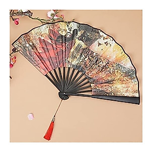 Folding Hand Fan Folding Fan Handheld Folded Fan Hanfu Bamboo Folding Fan, Foldable Ancient, Hand Foldable Fan, 2 Printed Sides, Cosplay Costume Fan Foldable Fan Hand Held Fans