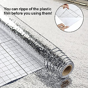 4PCS Kitchen Oil Proof Backsplash Wallpaper Peel and Stick Aluminum Foil Contact Paper Self Adhesive Water Proof Heat Resistant Wall Sticker for Countertop Cabinet Drawer Liner Shelf Liner(472 Inch)