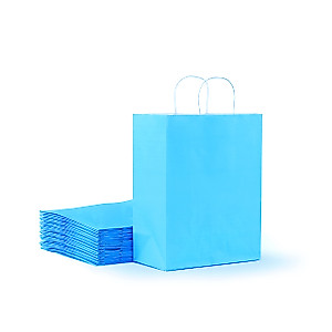 OfficeCastle 12 Pcs Hot Pink Paper Bags with Handles, 8.5x4.5x10.5 Inch, Pink Gift Bags, Merchandise Bags, Retail Bags, and Wedding Welcome Bags