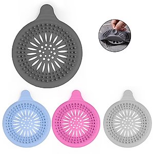 4 Pack Hair Catcher for Shower Drain, Bathtub Strainer Cover with Suction Cups for Bathroom Tub Kitchen Sink Protector