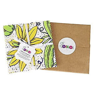 Soimoi Honey Bee Print Precut 5-inch Cotton Fabric Quilting Squares Charm Pack DIY Patchwork Sewing Craft- White & Yellow