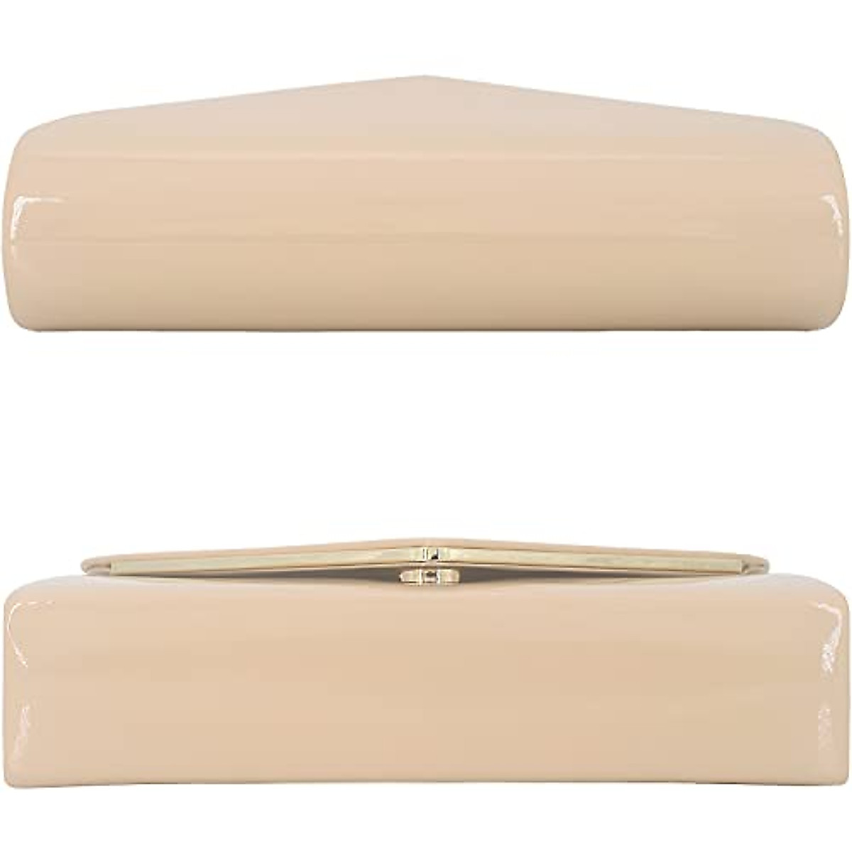 MOJISOLO Women's Evening Clutch Bags for Formal Cocktail Prom Wedding Party Patent Leather Dressy Foldover Purse Nude